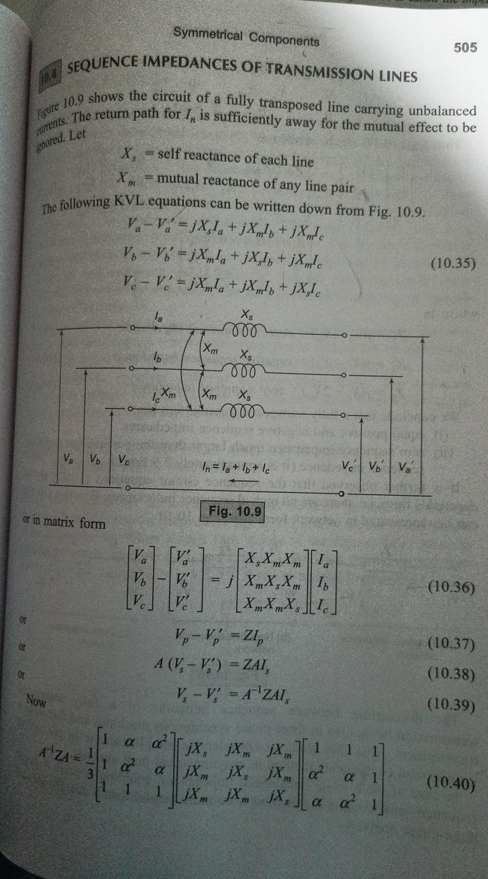 Solved SEQUENCE IMPEDANCES OF TRANSMISSION LINES 10.9 shows | Chegg.com