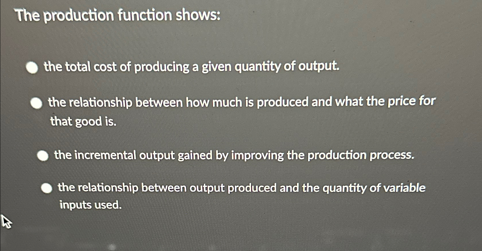 Solved The production function shows:the total cost of | Chegg.com