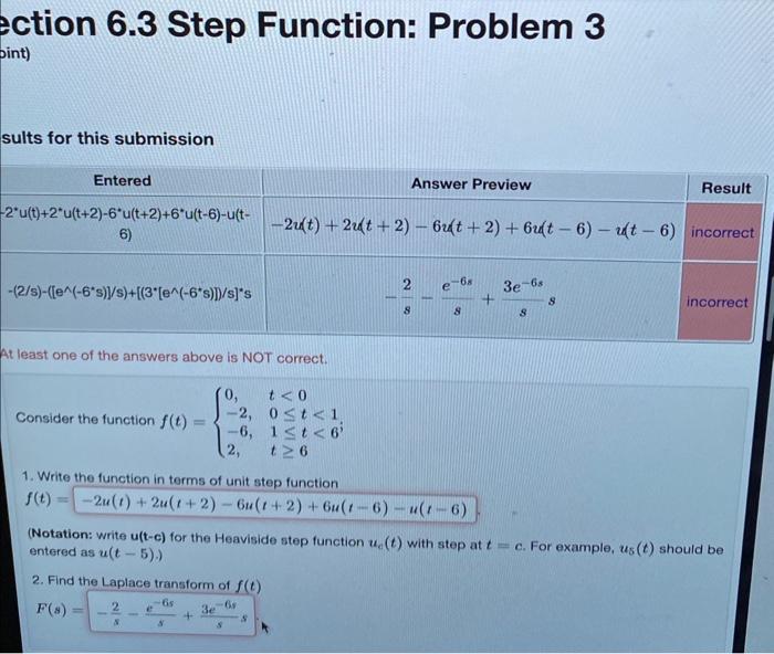 Solved ction 6.3 Step Function: Problem 3 bint) sults for | Chegg.com