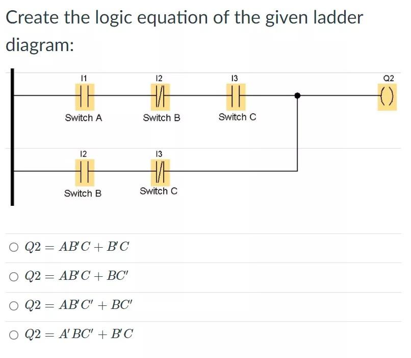 Solved Create the logic equation of the given ladder | Chegg.com