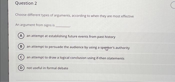 Solved Choose different types of arguments, according to | Chegg.com
