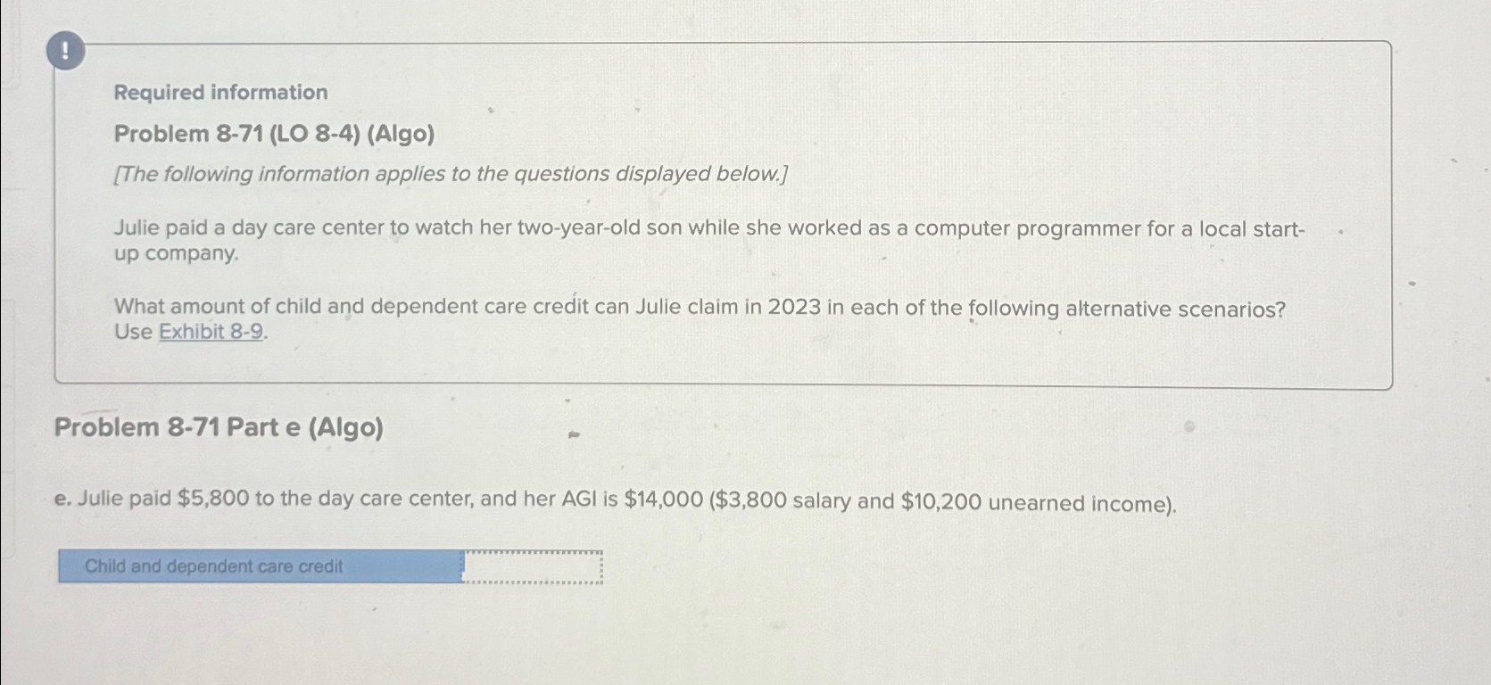 Solved !Required informationProblem 8-71 (LO 8-4) (Algo)[The | Chegg.com