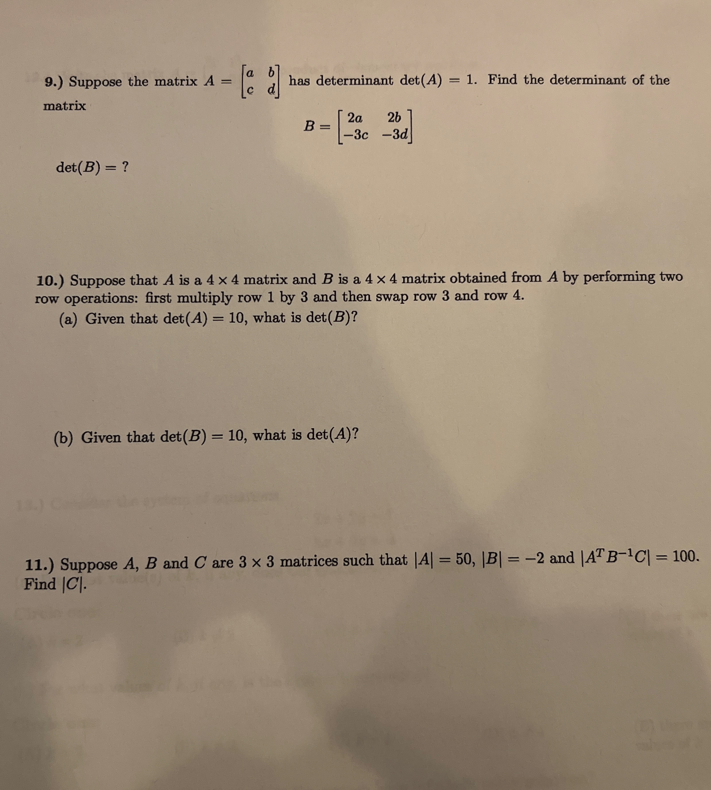 Solved 9.) ﻿Suppose the matrix A=[abcd] ﻿has | Chegg.com