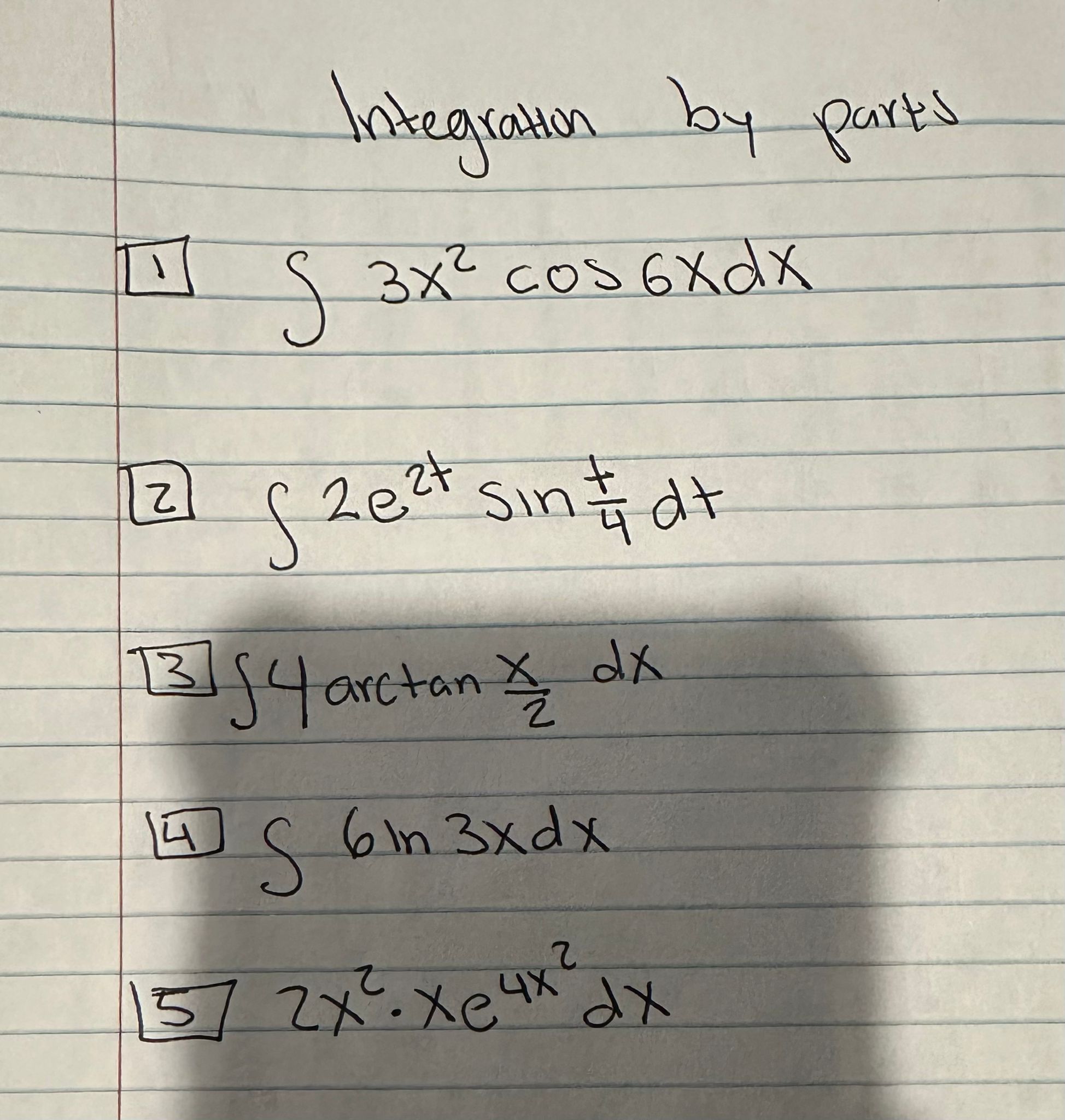 Solved Solve the following problems using the integration by | Chegg.com