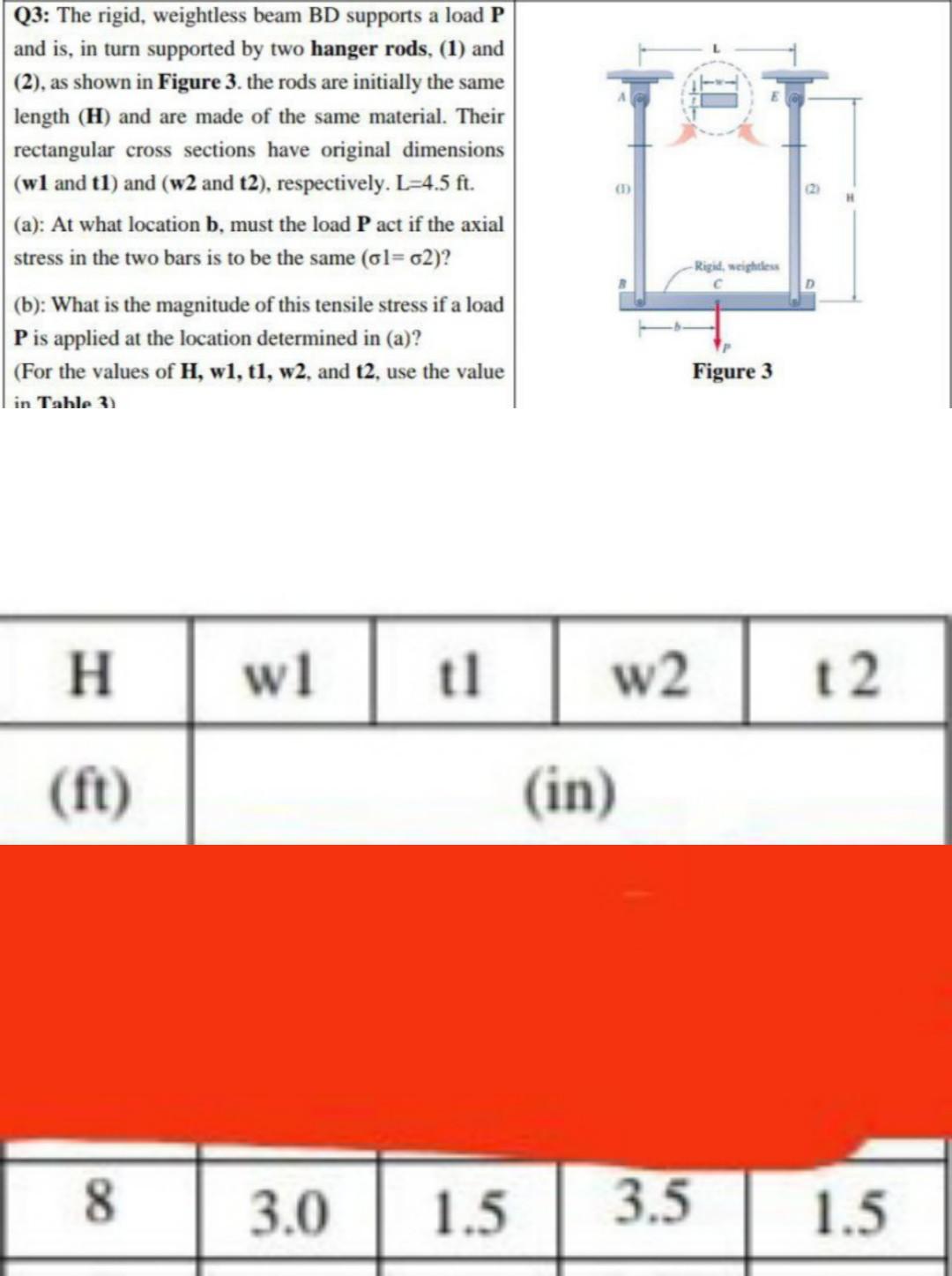 Solved 2 Н Q3: The rigid, weightless beam BD supports a load | Chegg.com