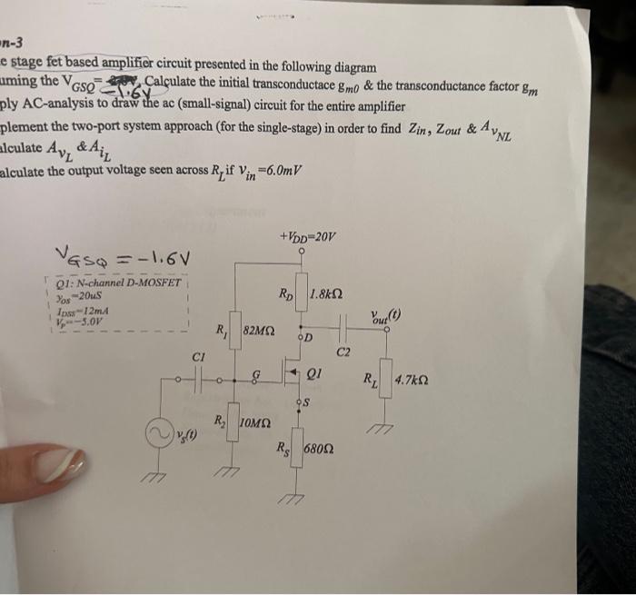 n−3 stage fet based amplifier circuit presented in | Chegg.com