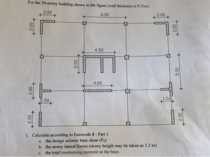 Solved For the 20-storey building shown in the figure (wall | Chegg.com