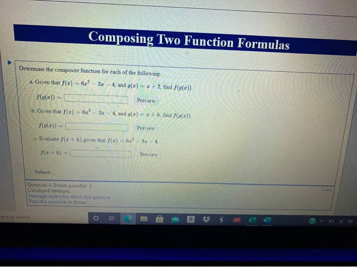 Solved Composing Two Function Formulas Determine the | Chegg.com