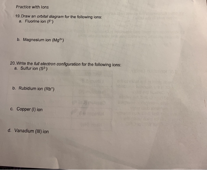 Solved Practice with lons 19. Draw an orbital diagram for | Chegg.com