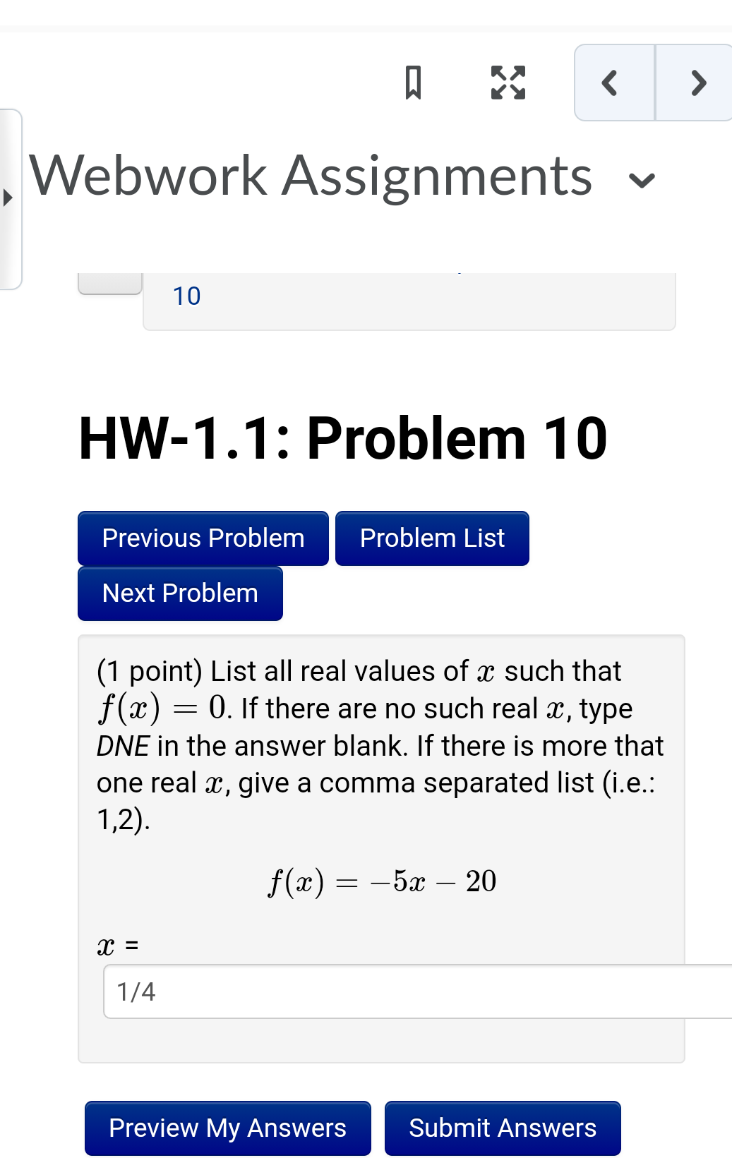 Solved RS Webwork Assignments 10 HW-1.1: Problem 10 | Chegg.com