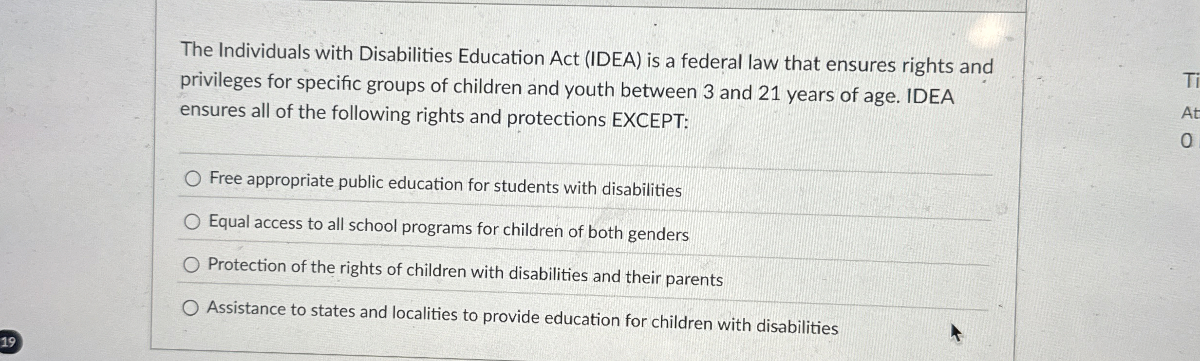 Solved The Individuals with Disabilities Education Act | Chegg.com