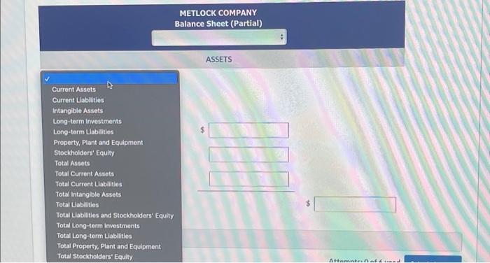 Solved The following information is available for Metlock | Chegg.com