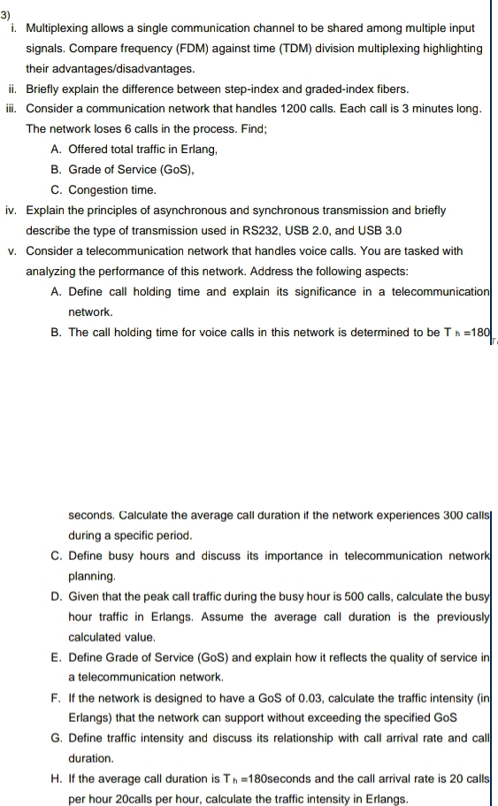Solved i. ﻿Multiplexing allows a single communication | Chegg.com