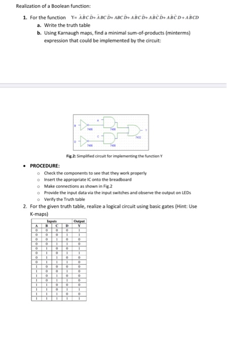 Solved Realization of a Boolean function: 1. For the | Chegg.com