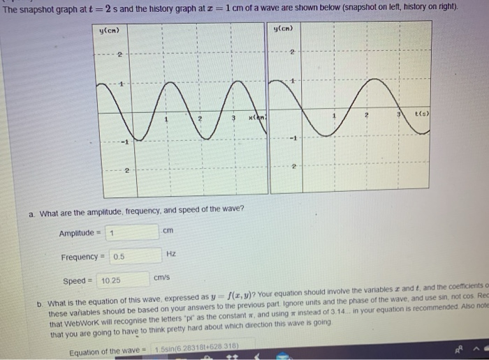 Solved The snapshot graph at t=2s and the history graph at | Chegg.com