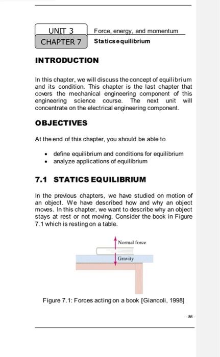 Solved UNIT 3 Force, energy, and momentum CHAPTER 7 | Chegg.com