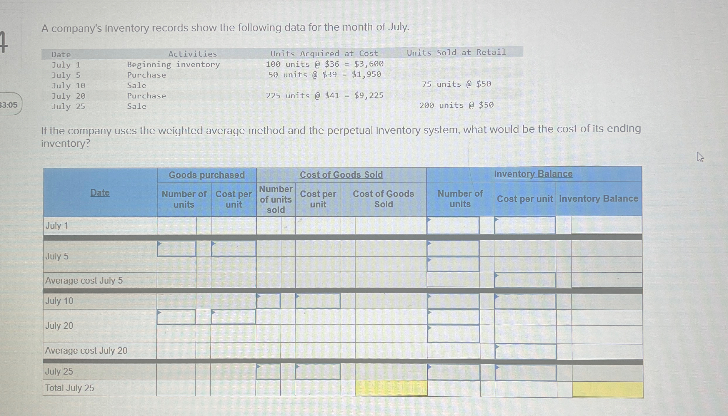 Solved A company's inventory records show the following data | Chegg.com