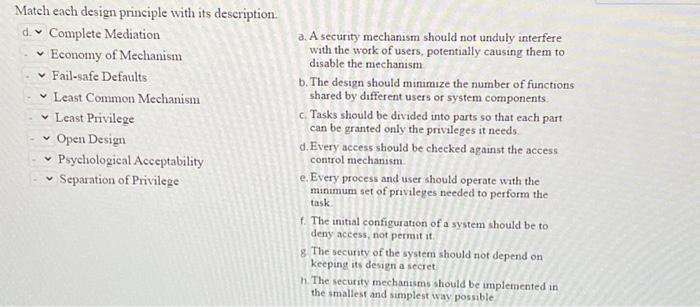 Solved Match each design principle with its description. d. | Chegg.com