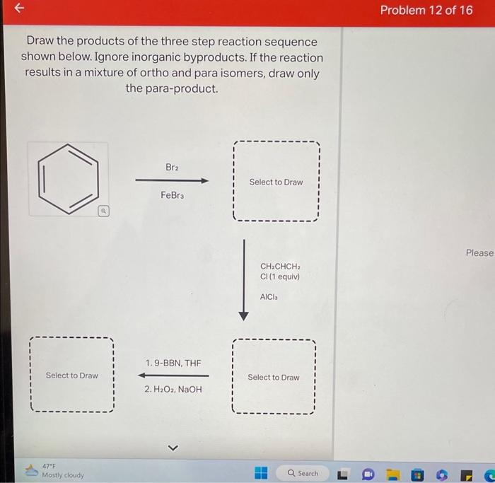 Solved Draw the products of the two step reaction sequence | Chegg.com
