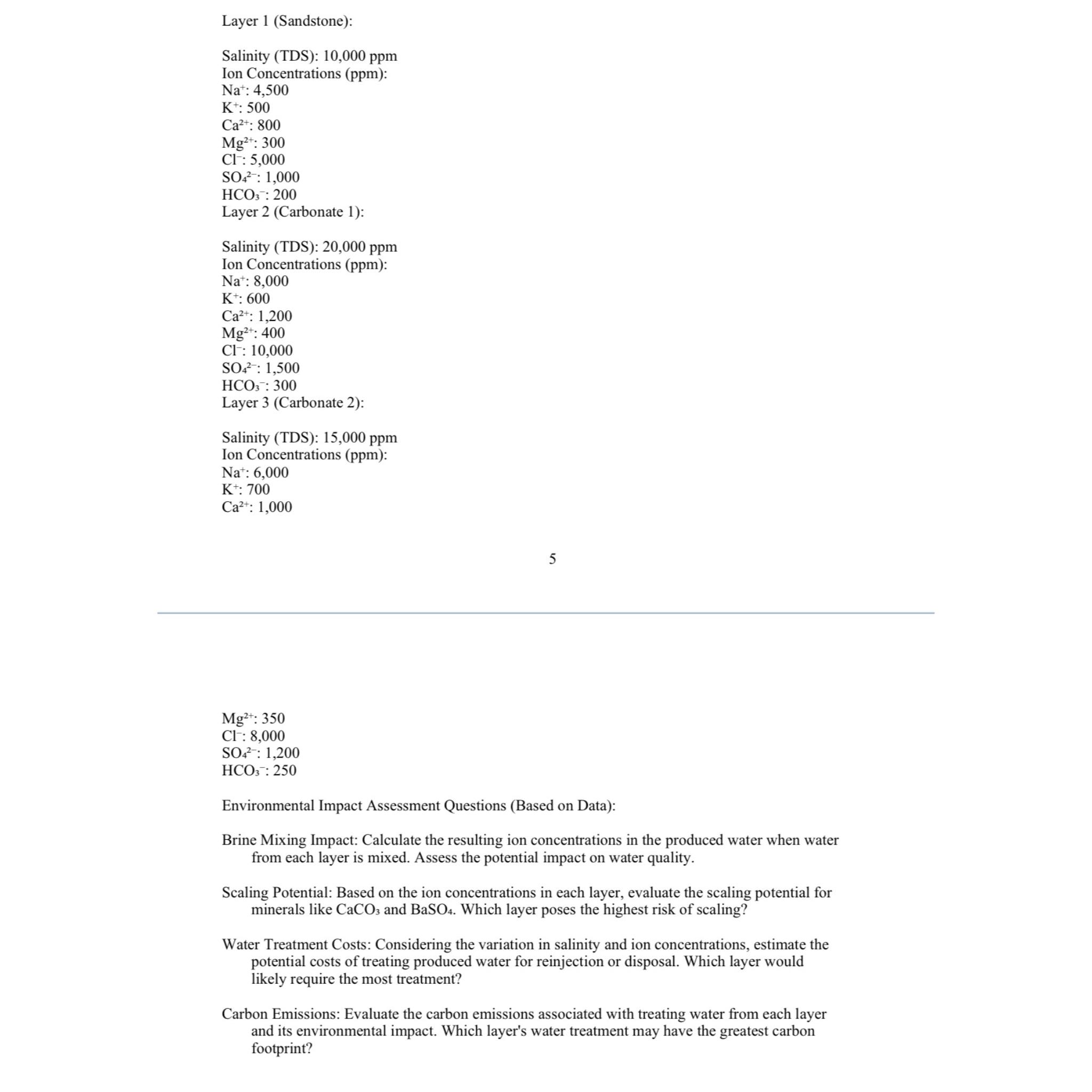 Solved Layer 1 (Sandstone):Salinity (TDS): 10,000 ﻿ppmIon | Chegg.com