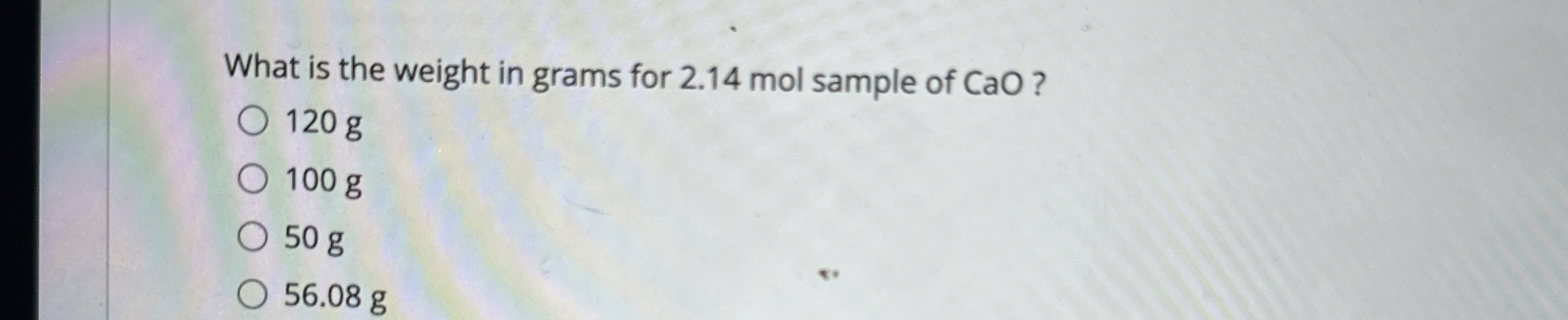 Solved What is the weight in grams for 2.14 ﻿mol sample of | Chegg.com