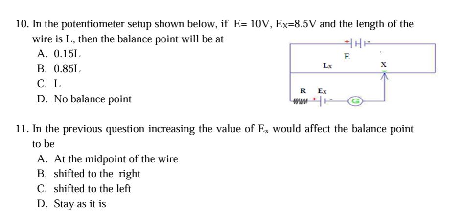 Solved In the potentiometer setup shown below, if | Chegg.com