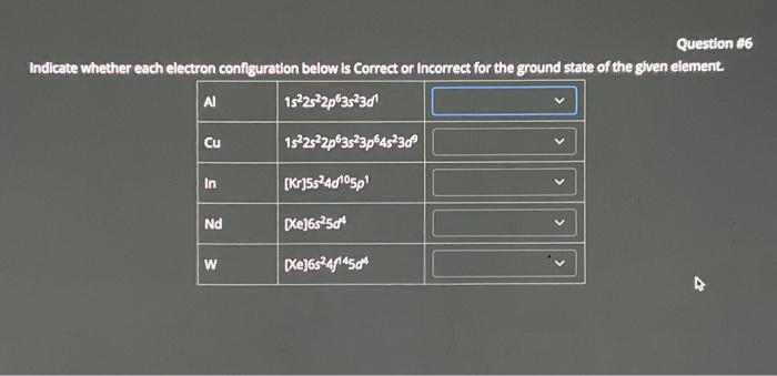 Solved Question 16 Indicate whether each electron | Chegg.com