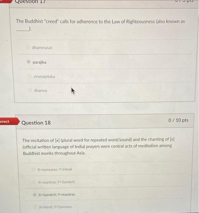 The Buddhist "creed" calls for adherence to the Law | Chegg.com