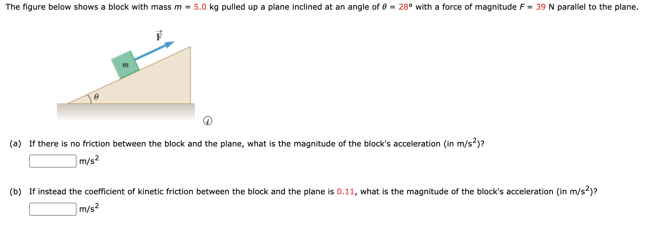 Solved The figure below shows a block with mass m=5.0kg | Chegg.com