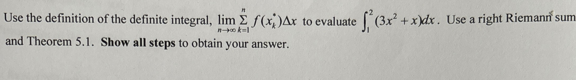 Solved Use the definition of the definite integral, | Chegg.com