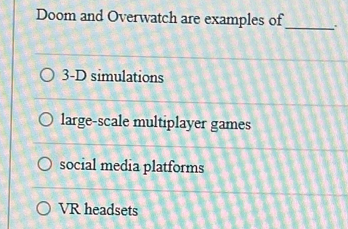 Solved Doom and Overwatch are examples of3-D | Chegg.com