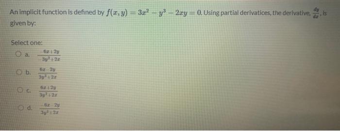Solved An implicit function is defined by | Chegg.com