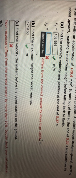 Solved VL un problem. A rocket moves straight upward, | Chegg.com