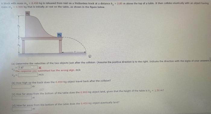Solved (a) Determine the velocities of the two objects just | Chegg.com