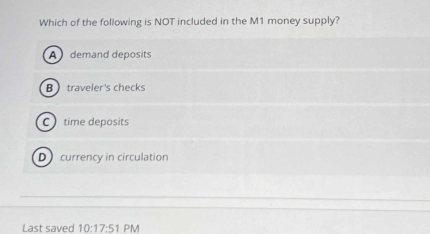 Solved Which of the following is NOT included in the M1 | Chegg.com