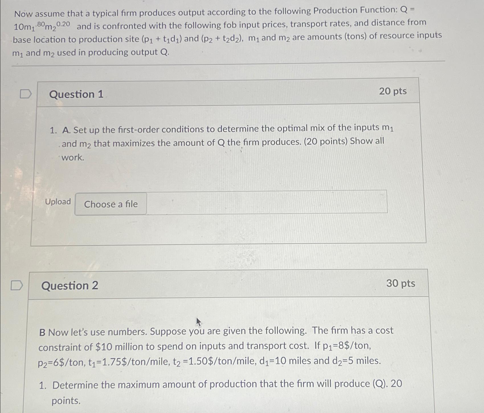 Solved Now assume that a typical firm produces output | Chegg.com