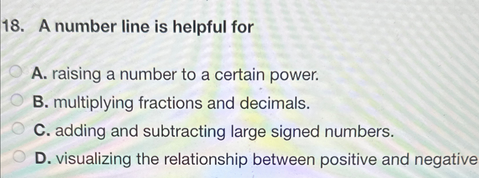 Solved A number line is helpful forA. ﻿raising a number to a | Chegg.com