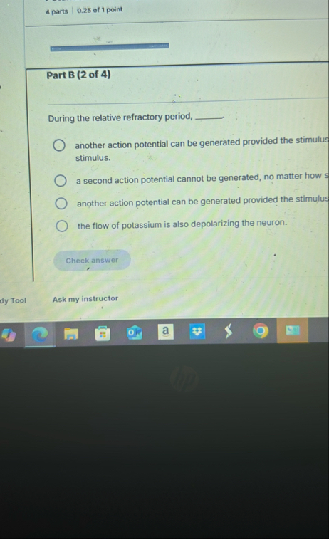 Solved 4 ﻿parts 0.25 ﻿of 1 ﻿pointPart B (2 ﻿of 4)During the | Chegg.com