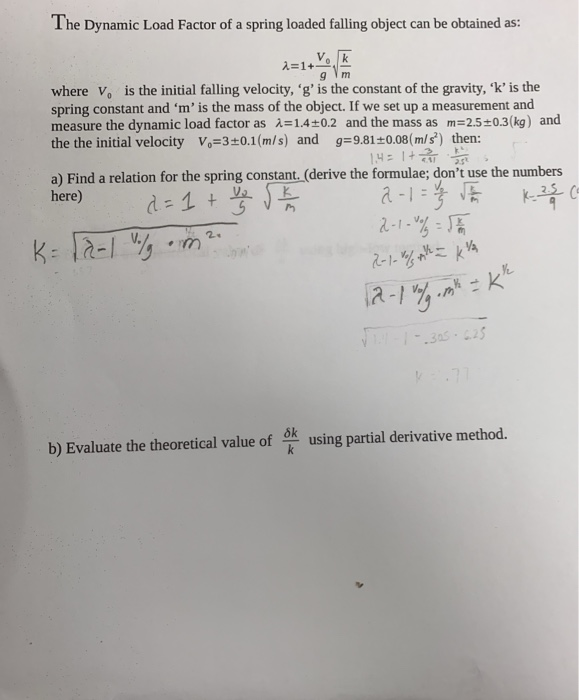 Solved The Dynamic Load Factor of a spring loaded falling | Chegg.com