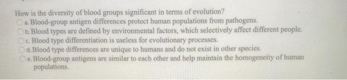 Solved How is the diversity of blood groups significant in | Chegg.com