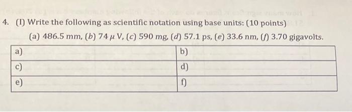 Solved 4. (I) Write the following as scientific notation | Chegg.com