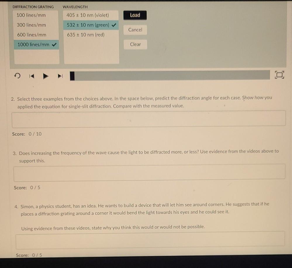 Solved DIFFRACTION GRATING WAVELENGTH 405 + 10 nm (violet) | Chegg.com