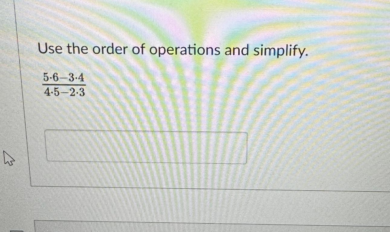 Solved Use the order of operations and | Chegg.com