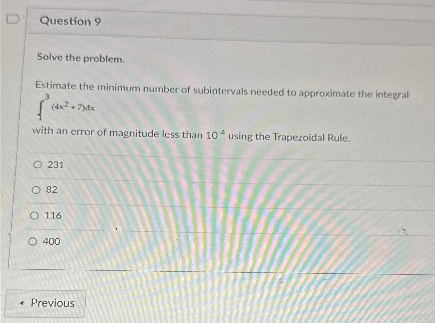 Solved Question 9Solve the problem.Estimate the minimum | Chegg.com