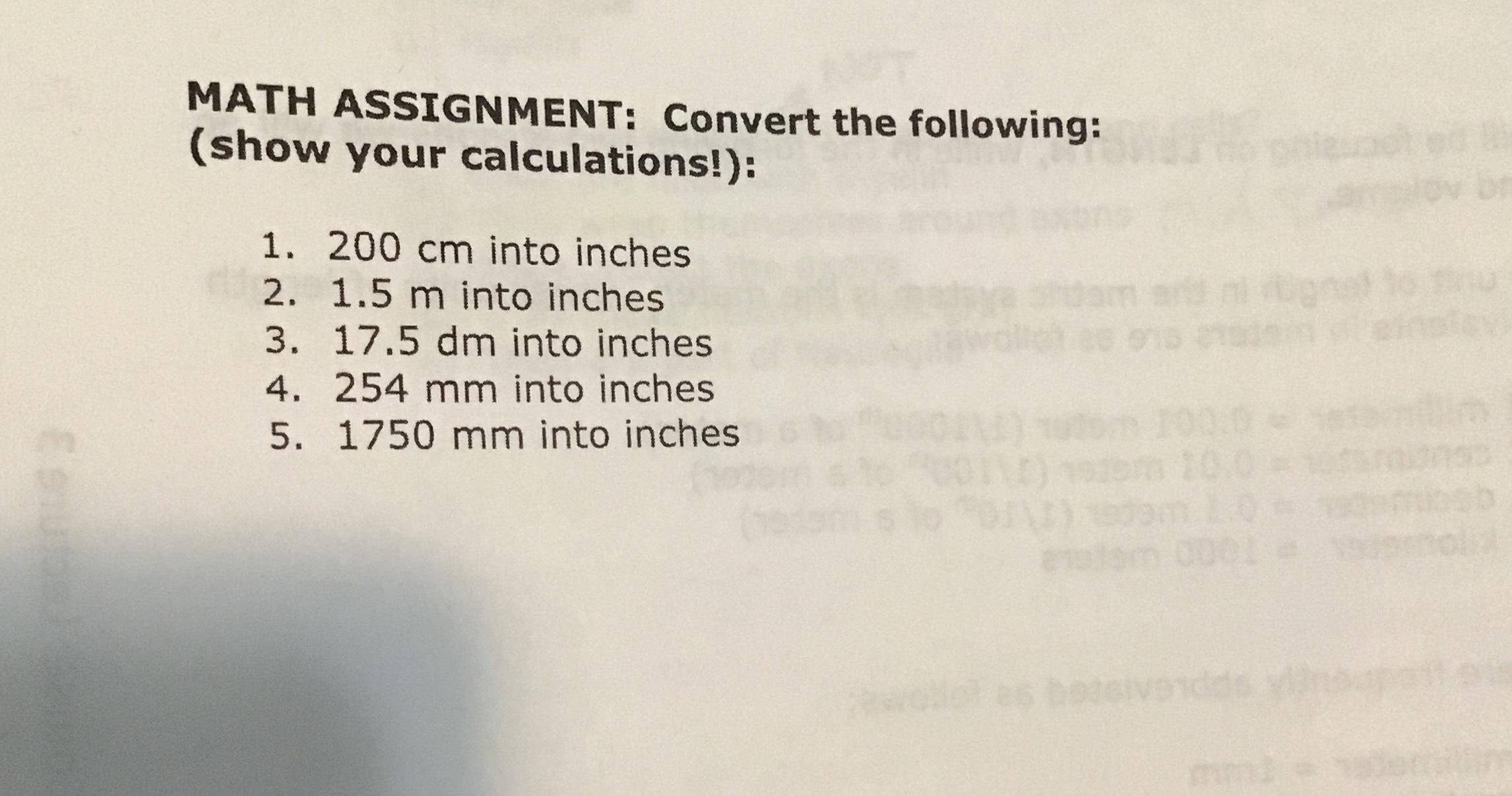 Solved MATH ASSIGNMENT: Convert the following: (show your | Chegg.com