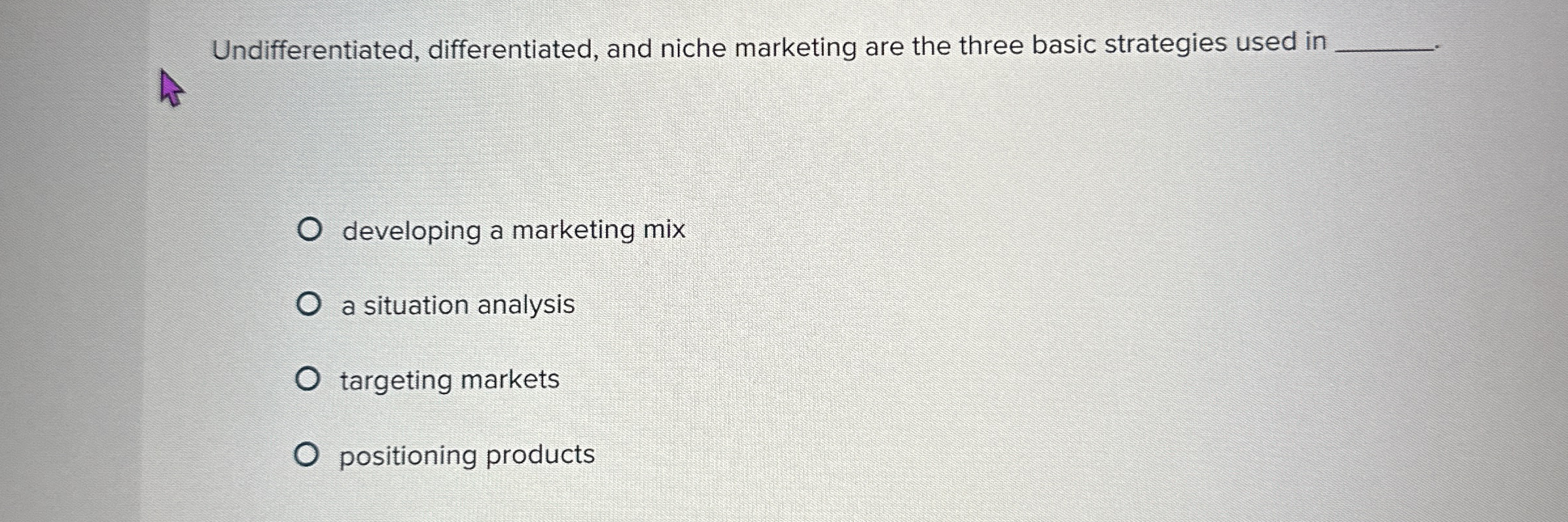 Solved Undifferentiated, differentiated, and niche marketing | Chegg.com