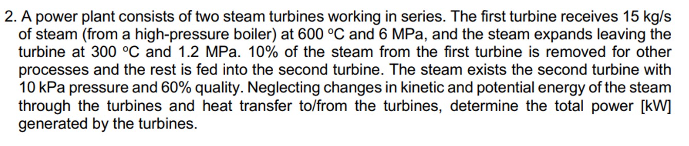 Solved A power plant consists of two steam turbines working | Chegg.com
