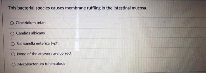 Solved This bacterial species causes membrane ruffling in | Chegg.com