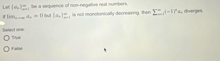 Solved Let {an) be a sequence of non-negative real numbers. | Chegg.com