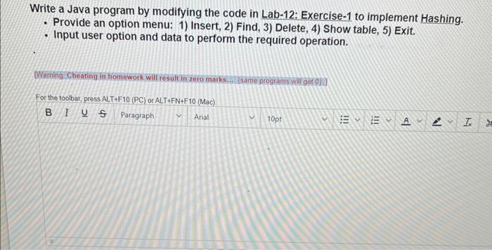 Solved Write a Java program by modifying the code in Lab-12: | Chegg.com